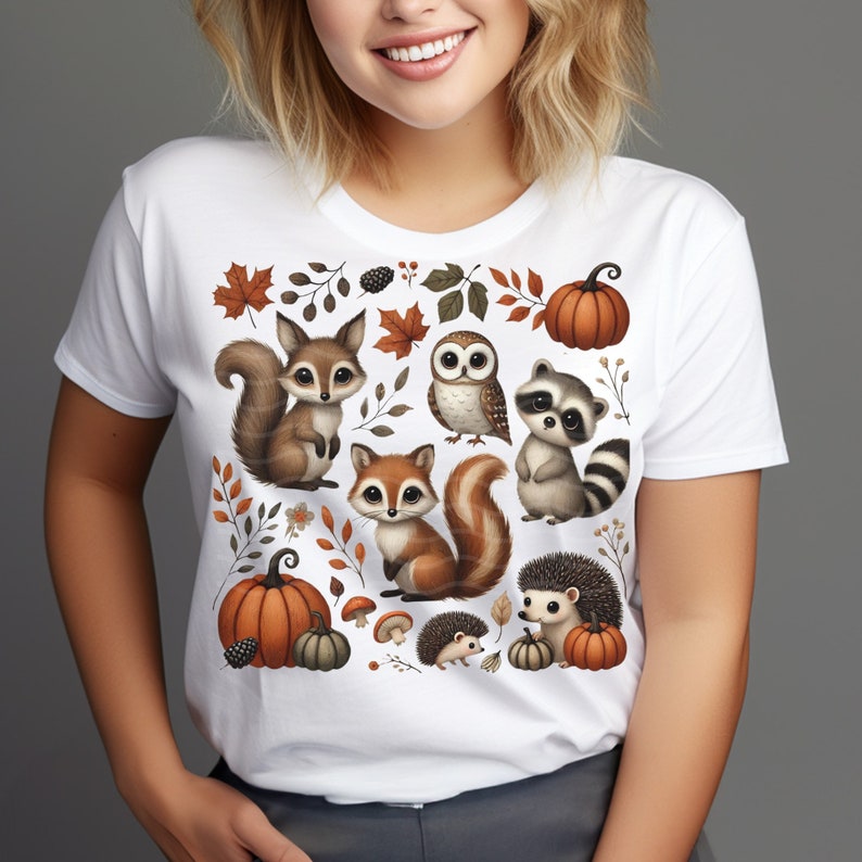 Woodland Animal Clipart Fall Squirrel, Owl, Raccoon, Hedgehog With ...