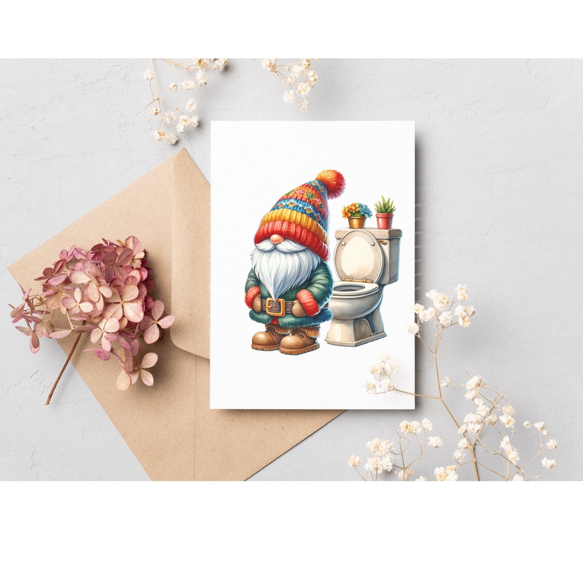 Colorful Toilet Gnome Clipart PNG Fun Bathroom Gnome Digital Art ...