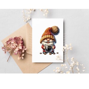 Cheerful Coffee Aficionado Gnome - Digital Clipart, Morning Java Gnome ...