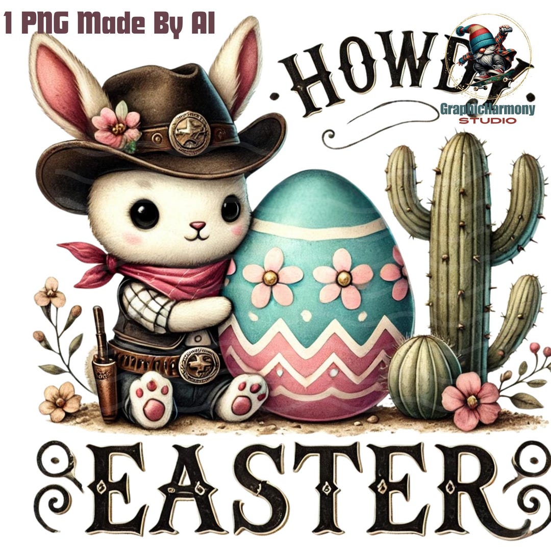 Western Easter Bunny PNG | Cowboy Rabbit Clipart | Cute Howdy Easter ...