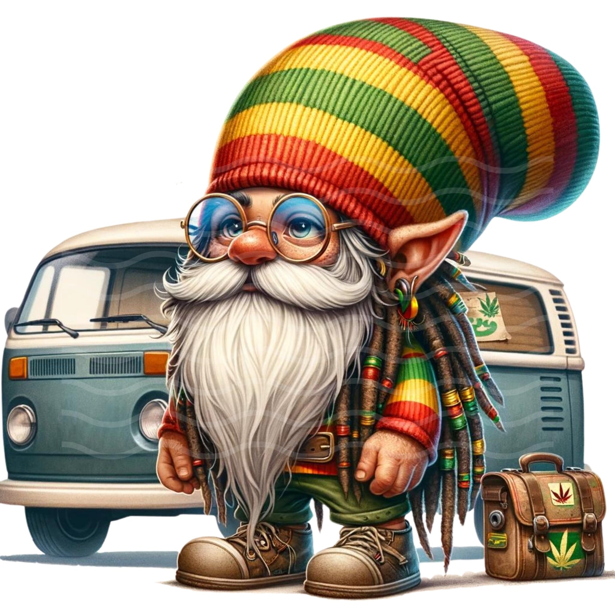 Rasta Gnome Clipart Reggae-themed PNG, Chill Gnome Illustration ...