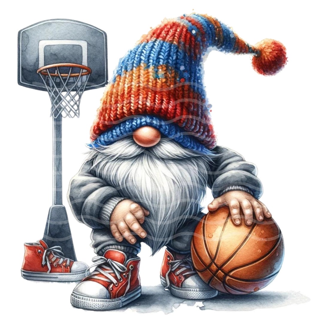 Basketball Gnome Clipart Digital Download, Sporty Gnome PNG, Athletic ...