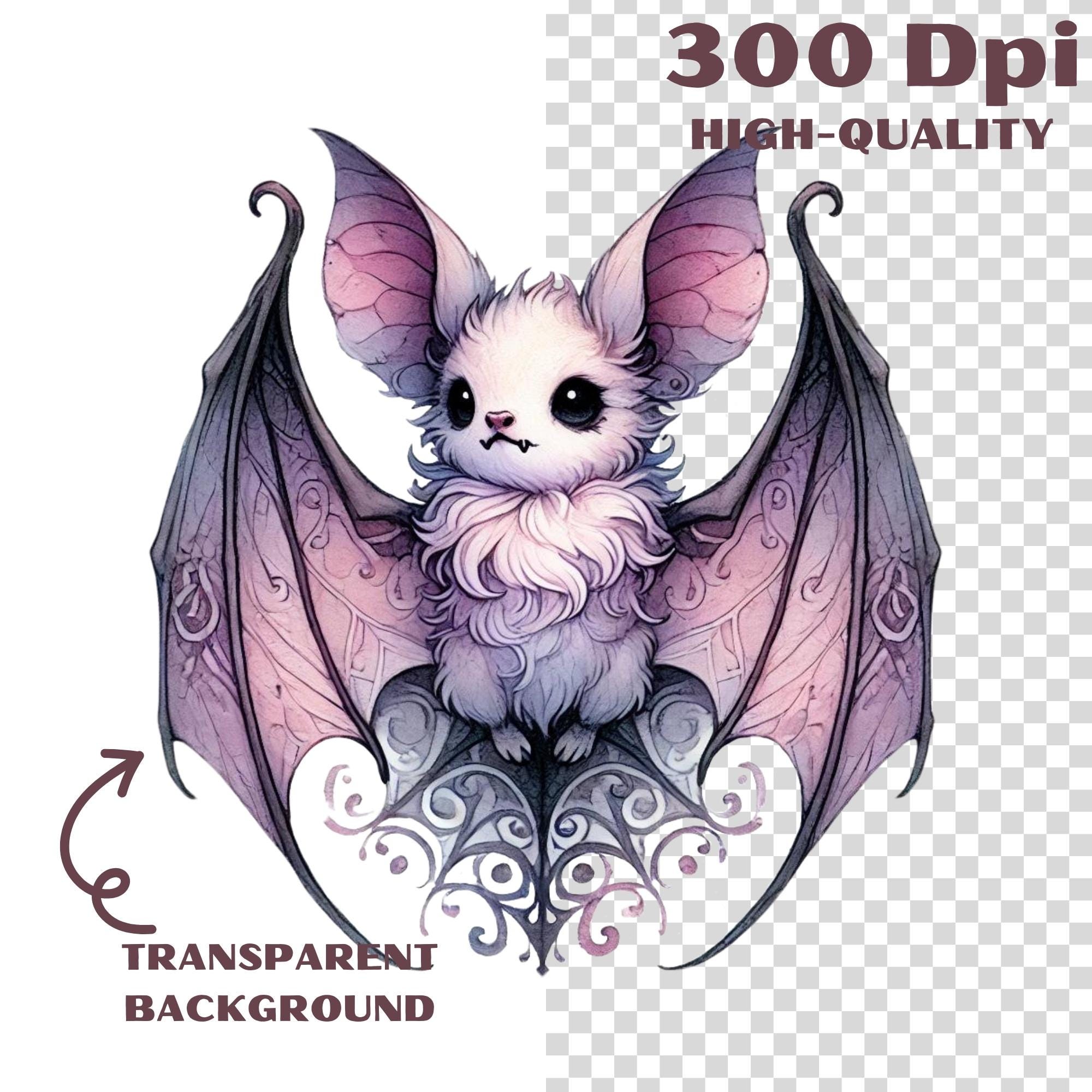 Adorable Bat PNG, Gothic Fantasy Animal Clipart, Cute Halloween Digital ...