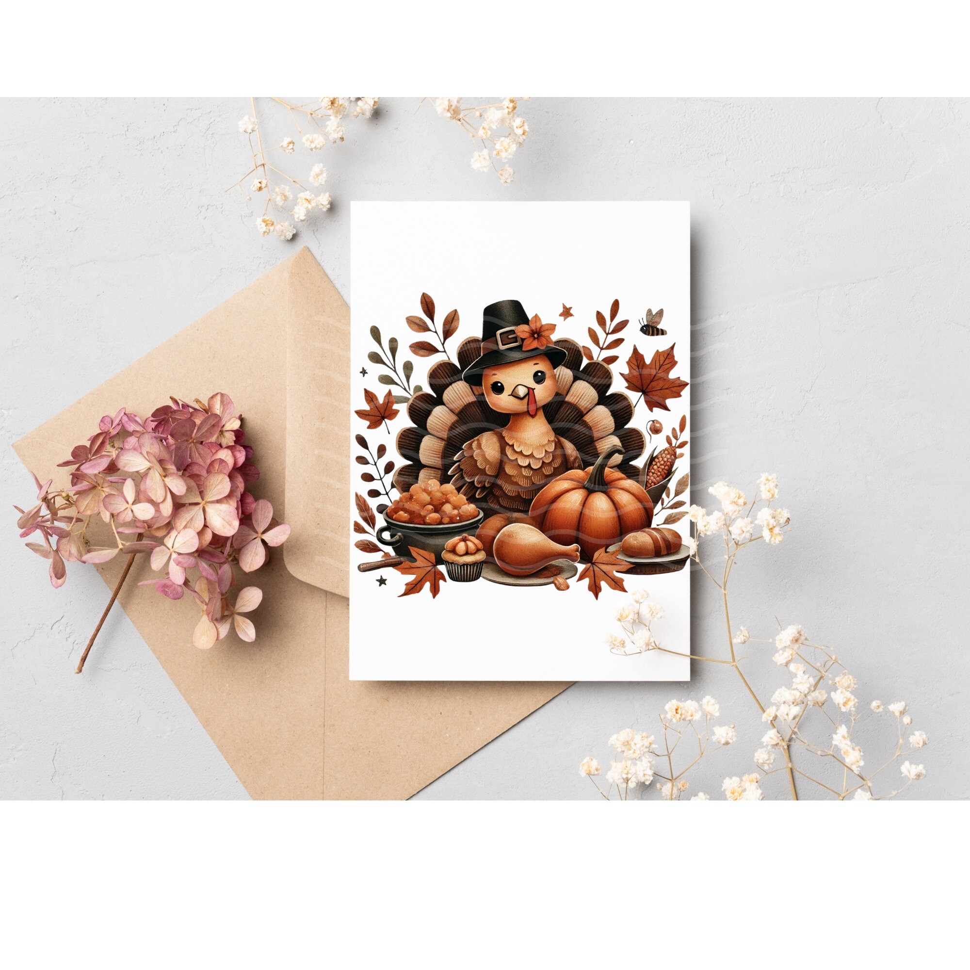 Cute Thanksgiving Turkey PNG, Fall Harvest Clipart, Autumn Turkey Art ...