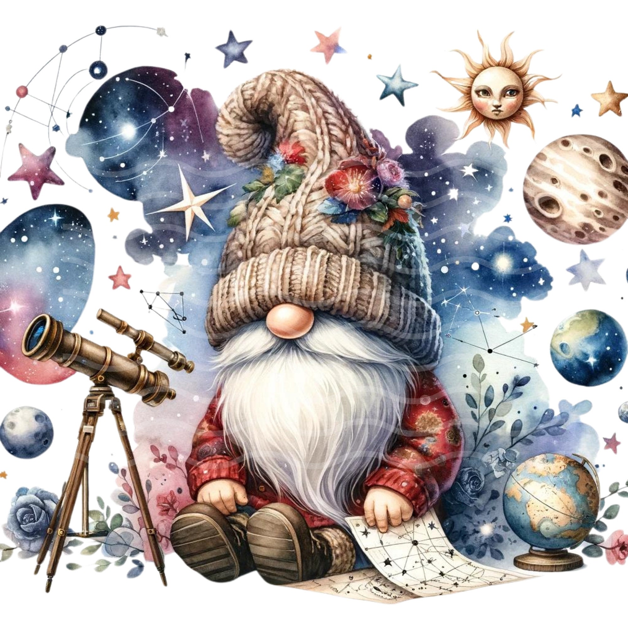 Astronomer Gnome Clipart - Digital Download, Stargazing Gnome PNG ...