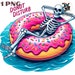 Donut Disturb Skeleton Clipart PNG Funny Skeleton on Donut Float ...