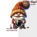 Cheerful Coffee Aficionado Gnome Digital Clipart, Morning Java Gnome ...