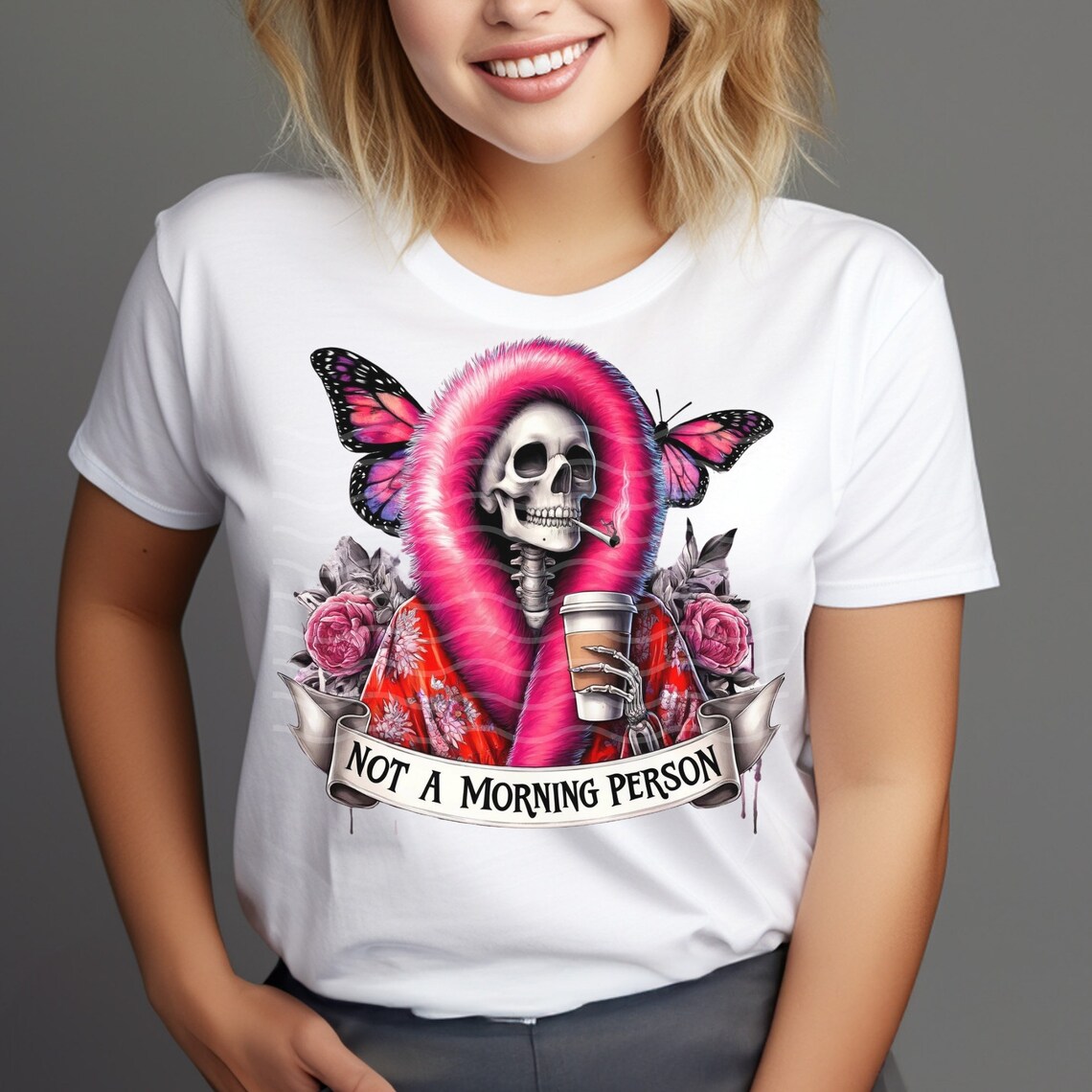 Not A Morning Person Skeleton Clipart PNG, Funny Skeleton With Coffee ...