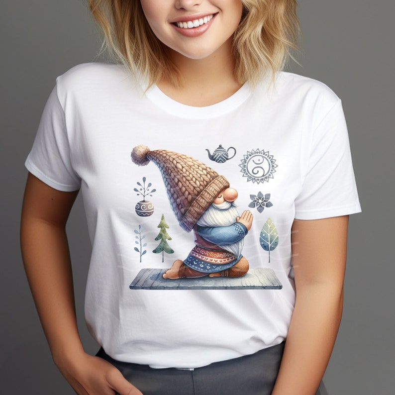 Namaste Gnome Clipart - Digital Download, Mindful Gnome PNG, Yoga Gnome ...