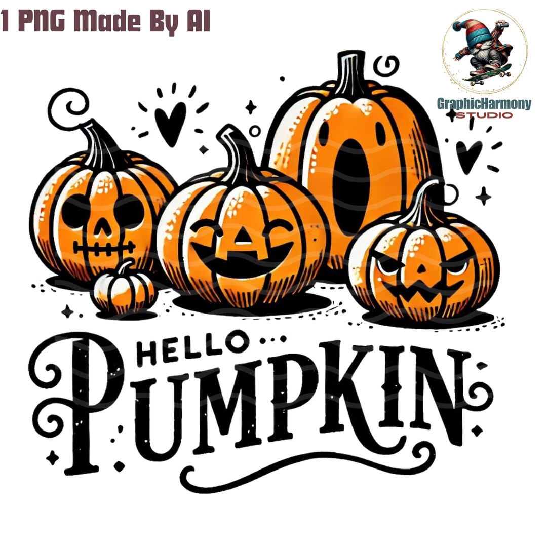 Hello Pumpkin PNG - Cute Halloween Pumpkin Faces Digital Download ...