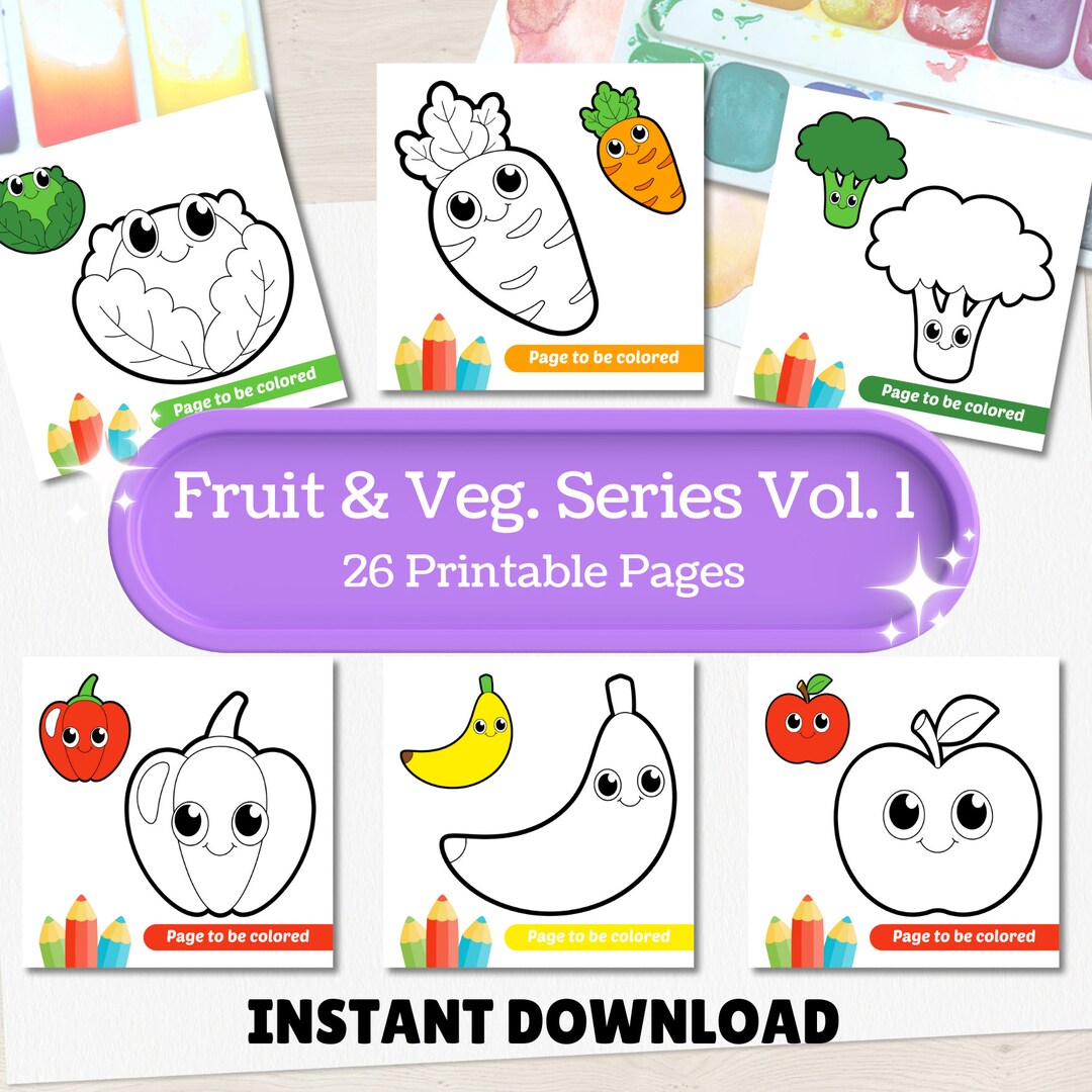Cute Coloring Pagesfruit and Vegetable Vol.126 Pagescolor Guidedigital ...