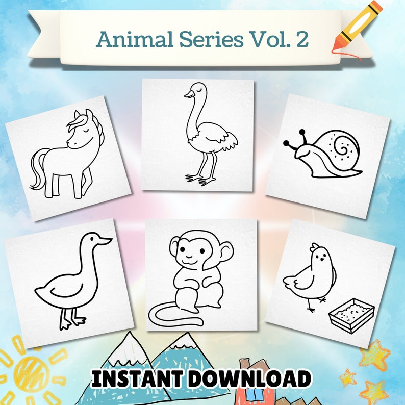 108 Pagescute Coloring Pagesanimal Vol.2digital Format for Kids ...