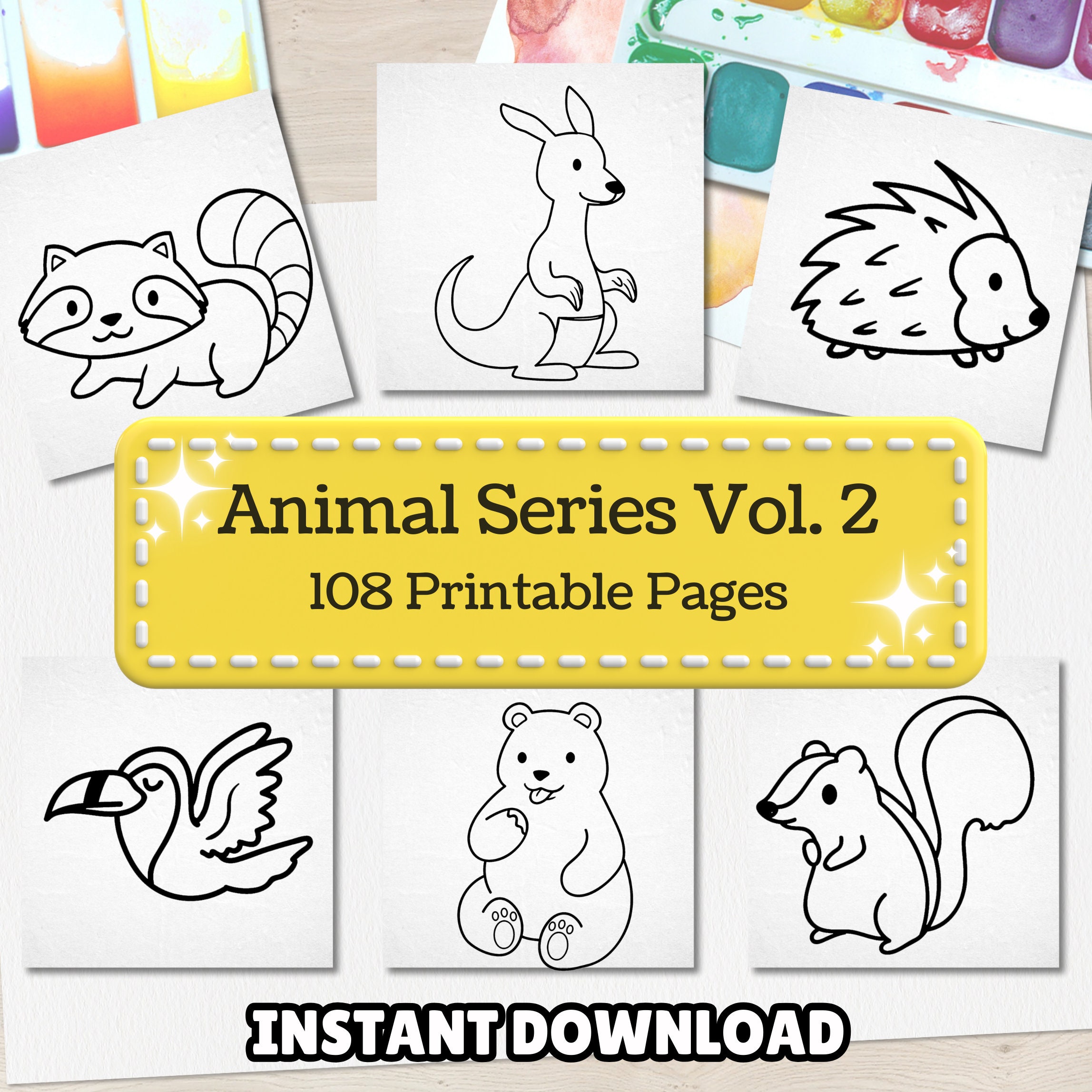 108 Pagescute Coloring Pagesanimal Vol.2digital Format for Kids ...