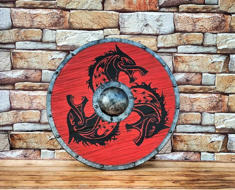 Historical Viking Era Shield Medieval Wooden Dragon Shield Battleworn ...