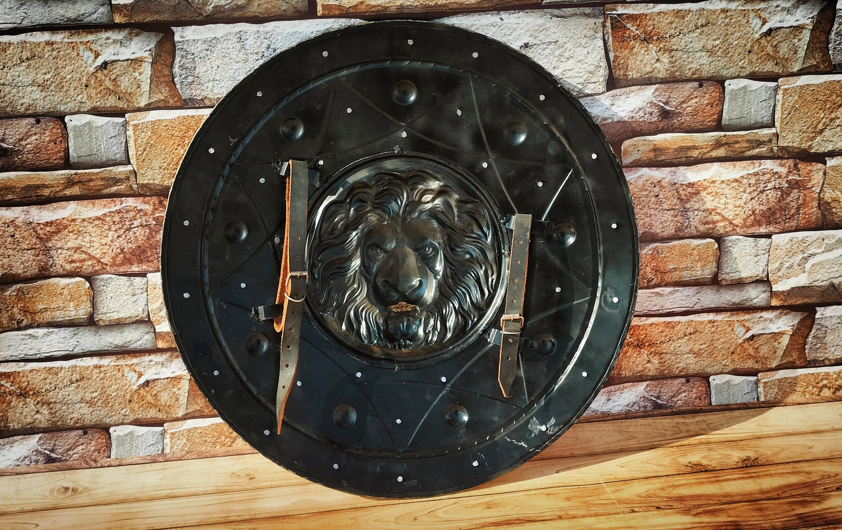 Medieval Lion Face Shield Black Warrior Viking Shield Shield for ...
