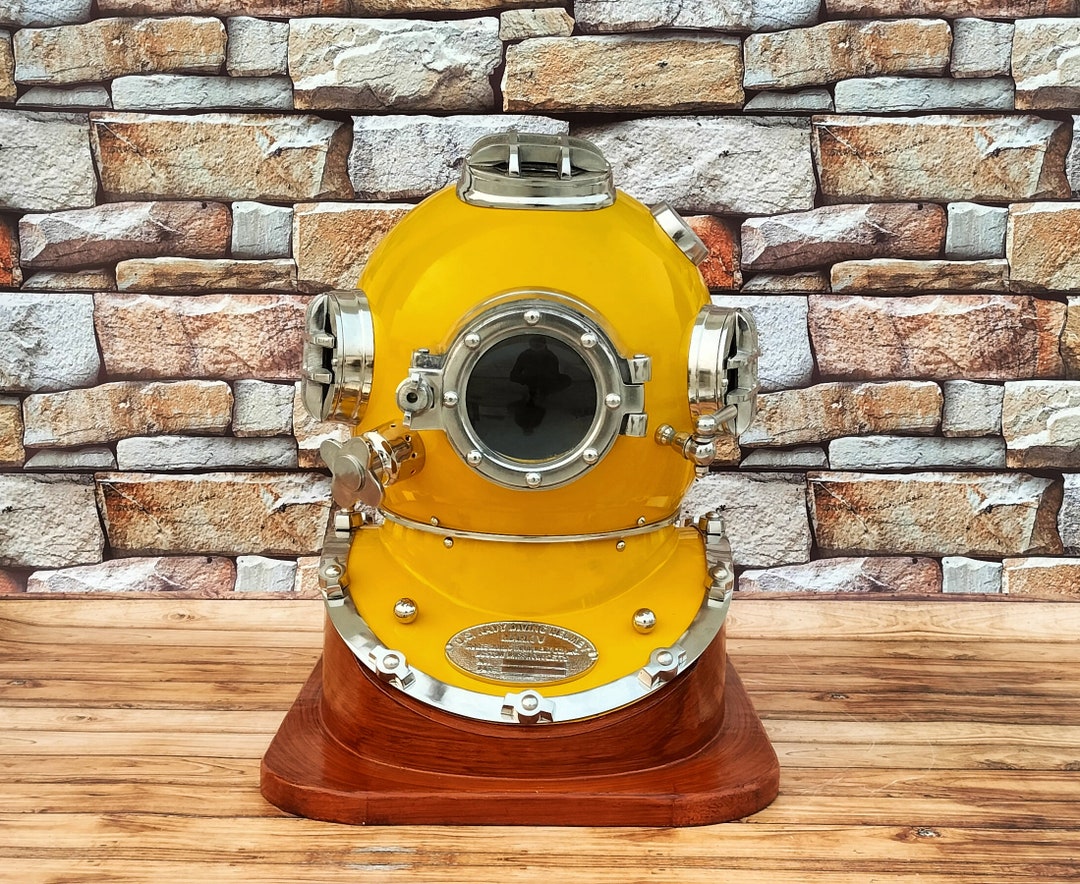 US Navy Mark V Diving Helmet - Deep Sea Scuba Diving Helmet - Yellow ...