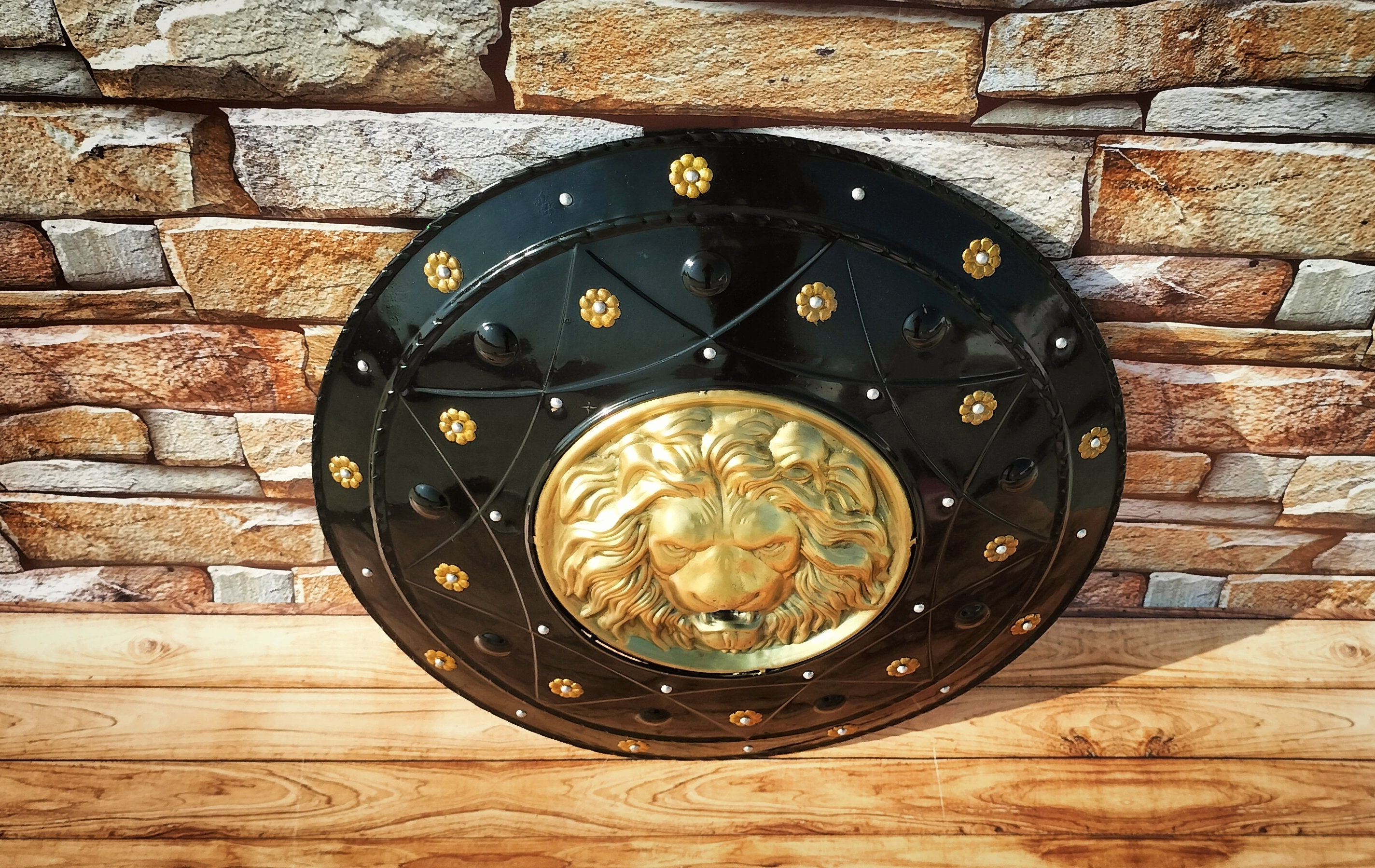 Medieval Lion Face Shield Black Warrior Viking Shield Shield for ...