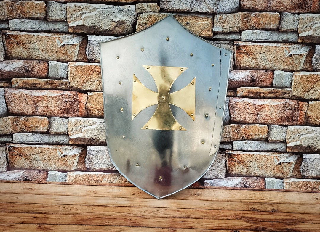 Medieval Templar Knight Shield - Larp/reenactment Cross Warrior Shield ...