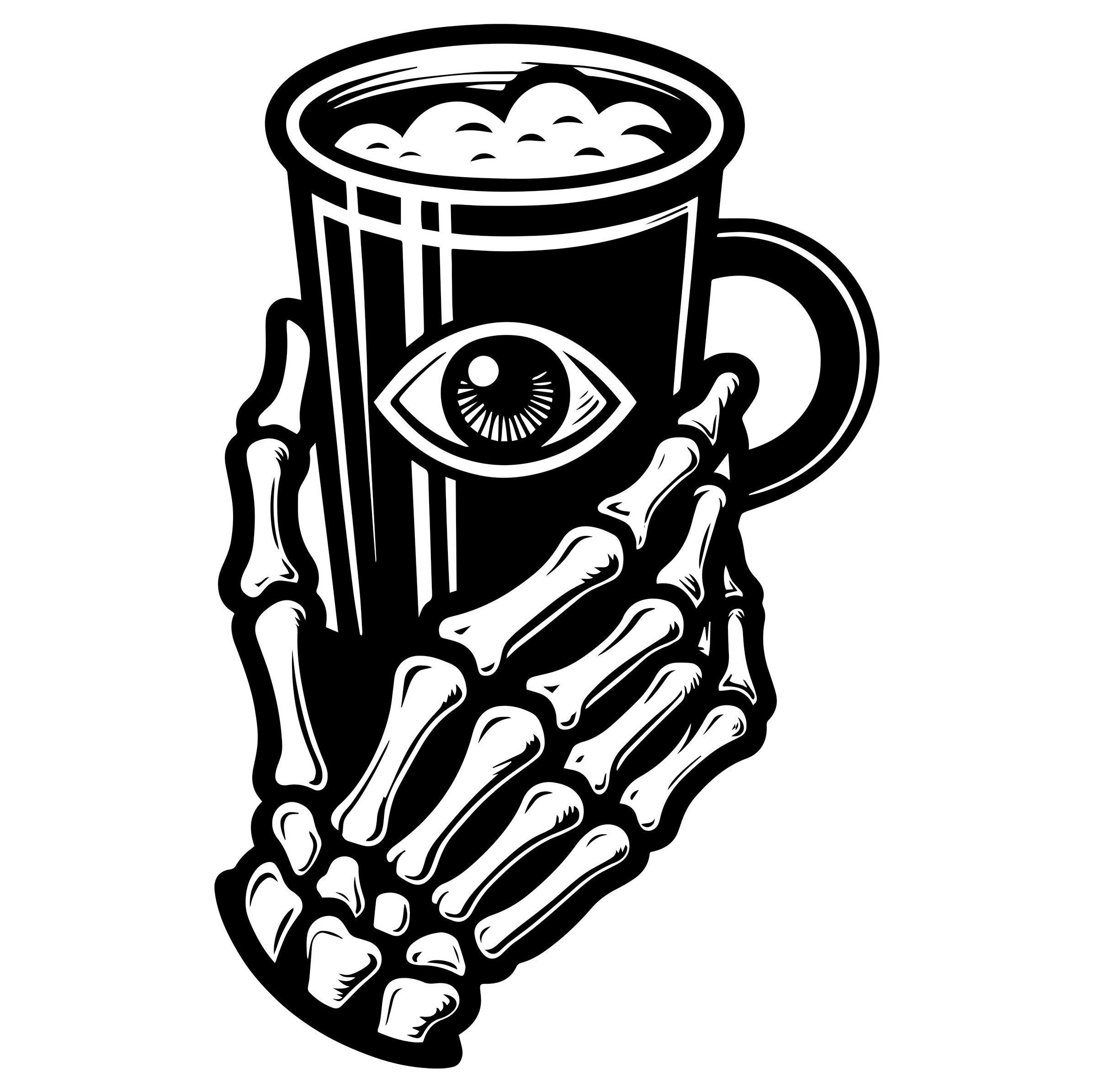 Skeleton Brew, Skeleton Hand Holding Coffee, Instant Download SVG, PDF ...