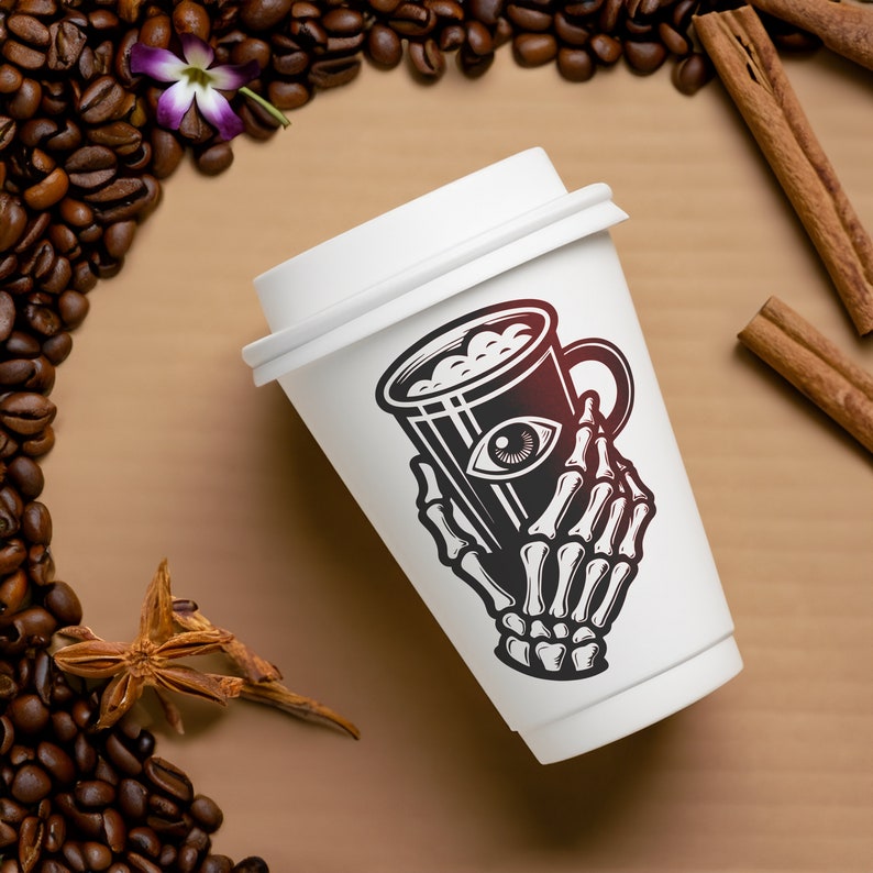 Skeleton Brew, Skeleton Hand Holding Coffee, Instant Download SVG, PDF ...