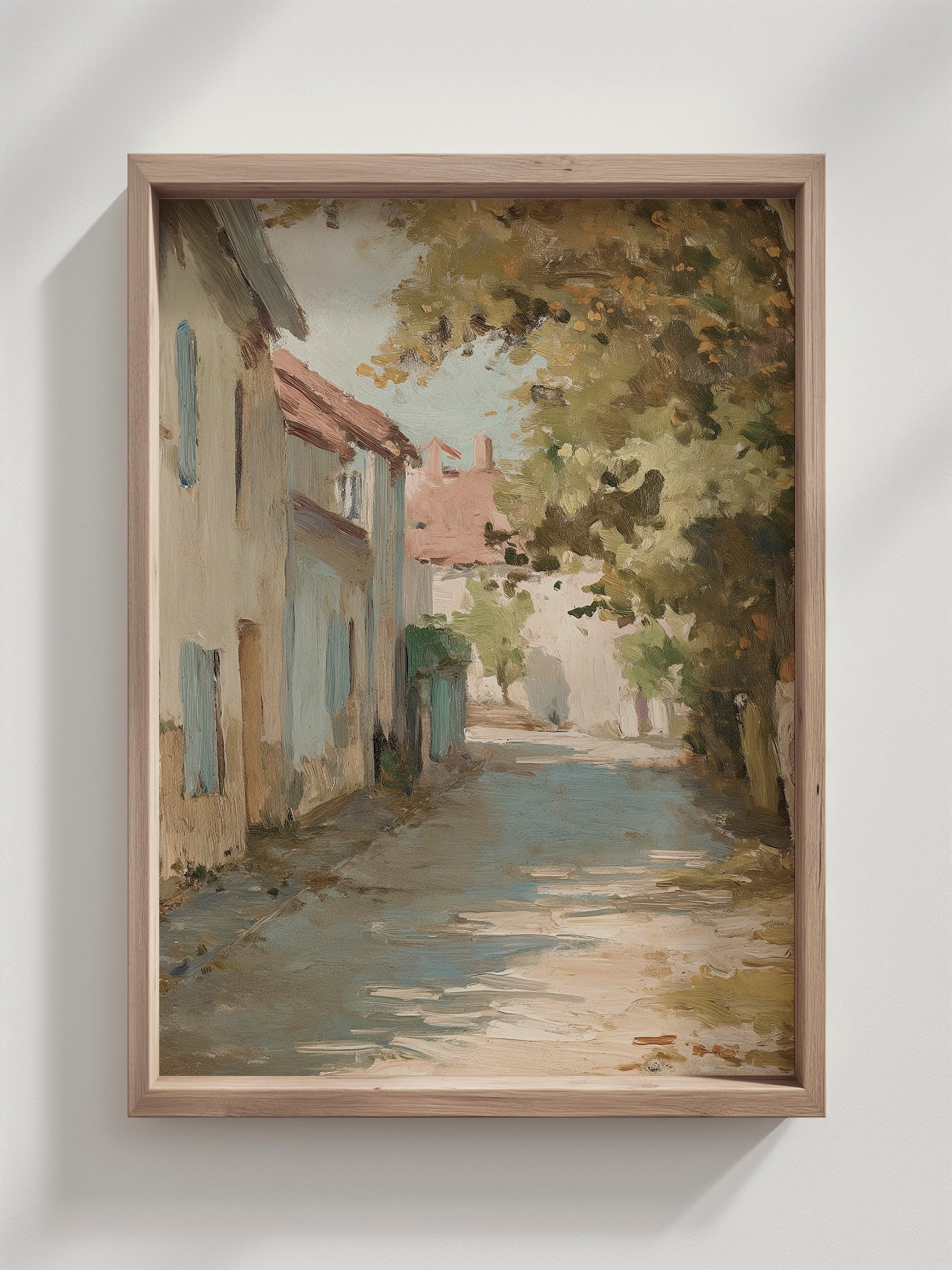 Old Town, Vintage Streetscape, Printable Oil Painting, Rustic Wall Art ...