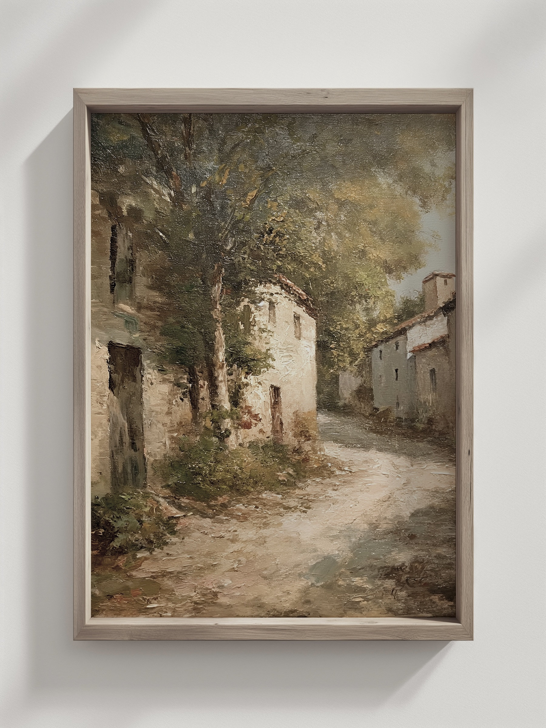 Old Town, Vintage Streetscape, Printable Oil Painting, Rustic Wall Art ...