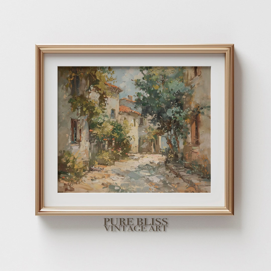 Old Town Alleys, Vintage Streetscape, Printable Oil Painting, Rustic ...
