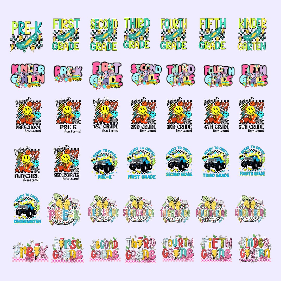 6 Retro Back to School Png Bundle, Back to School Mega Bundle, Teacher ...