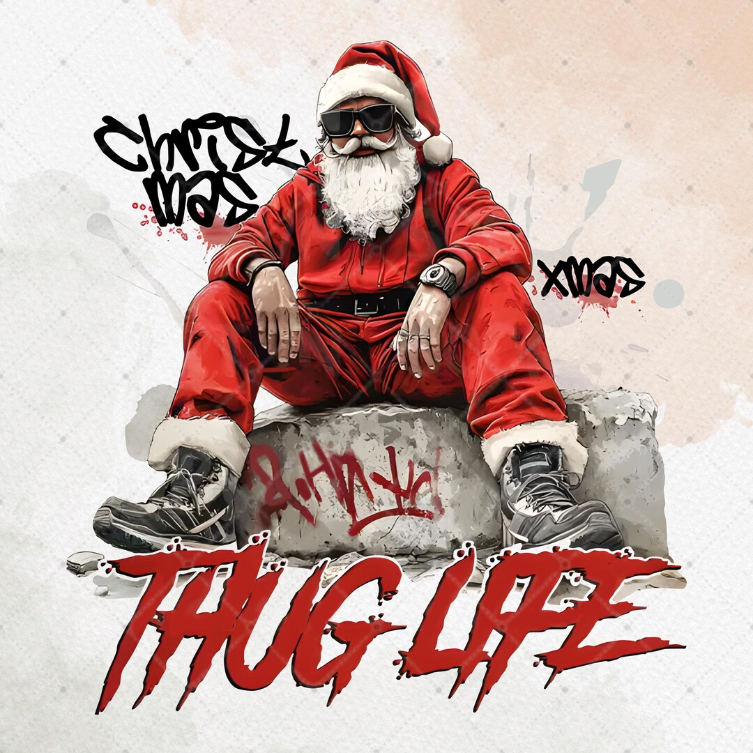 Thug Life Santa Claus Christmas Png, Christmas Png, Funny Christmas Png ...