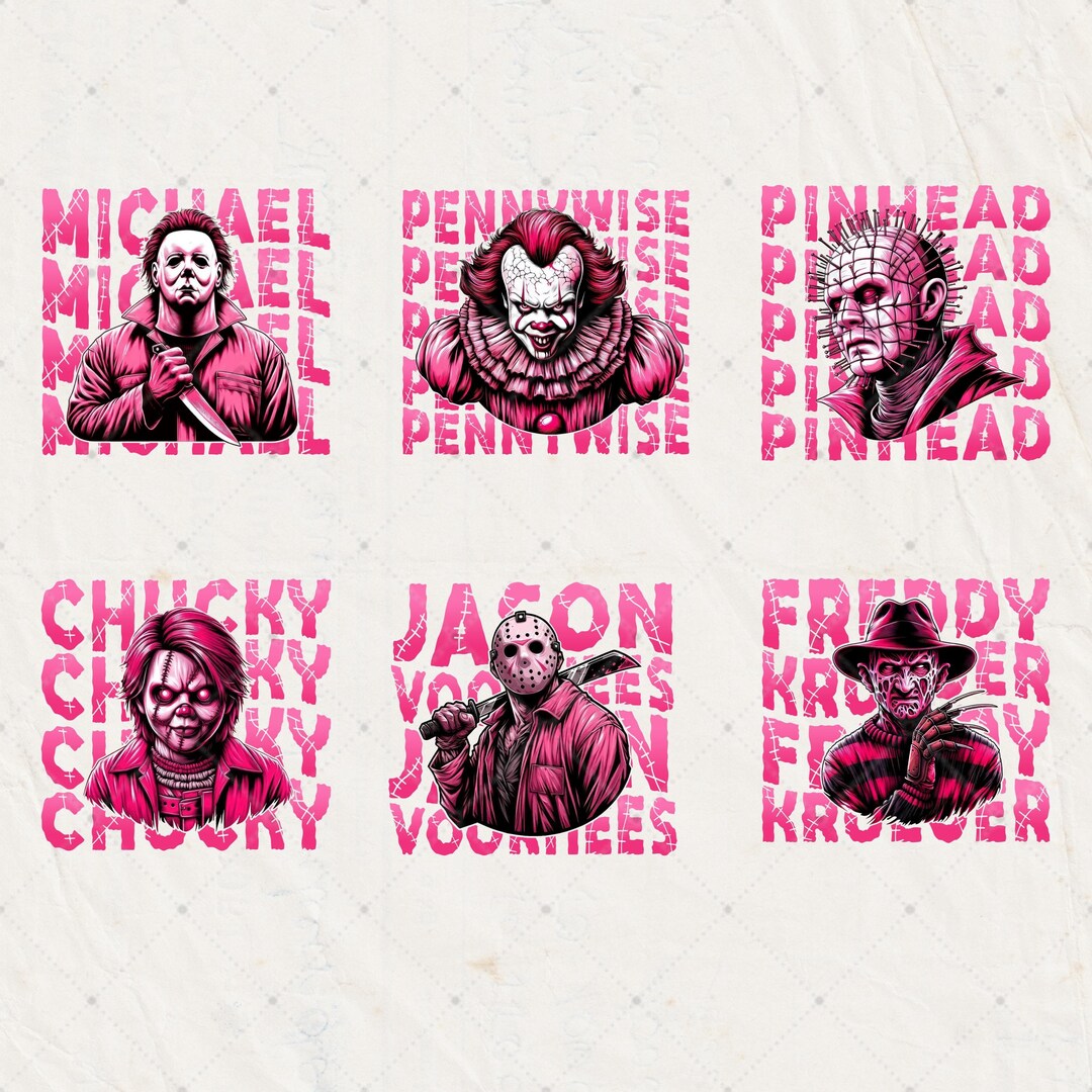 Halloween Pink Horror Movies Png Bundle, Series Killer Halloween Png ...