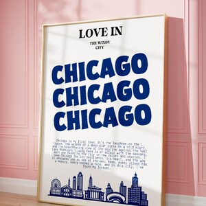 Chicago Wall Art Poster Vintage, Chicago Print, Chicago Poster, Chicago ...