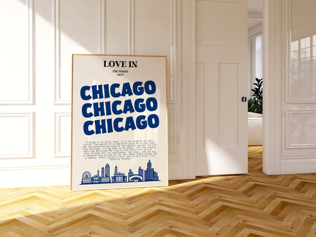 Chicago Wall Art Poster Vintage, Chicago Print, Chicago Poster, Chicago ...