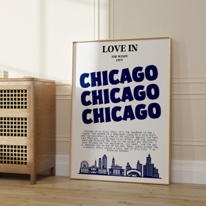 Chicago Wall Art Poster Vintage, Chicago Print, Chicago Poster, Chicago ...