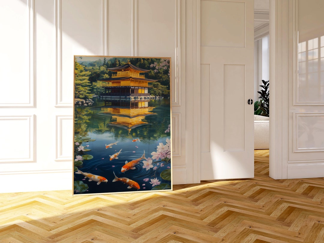 Koi Fish Pond Print, Japanese Garden Wall Art, Zen Garden, Japandi Wall ...