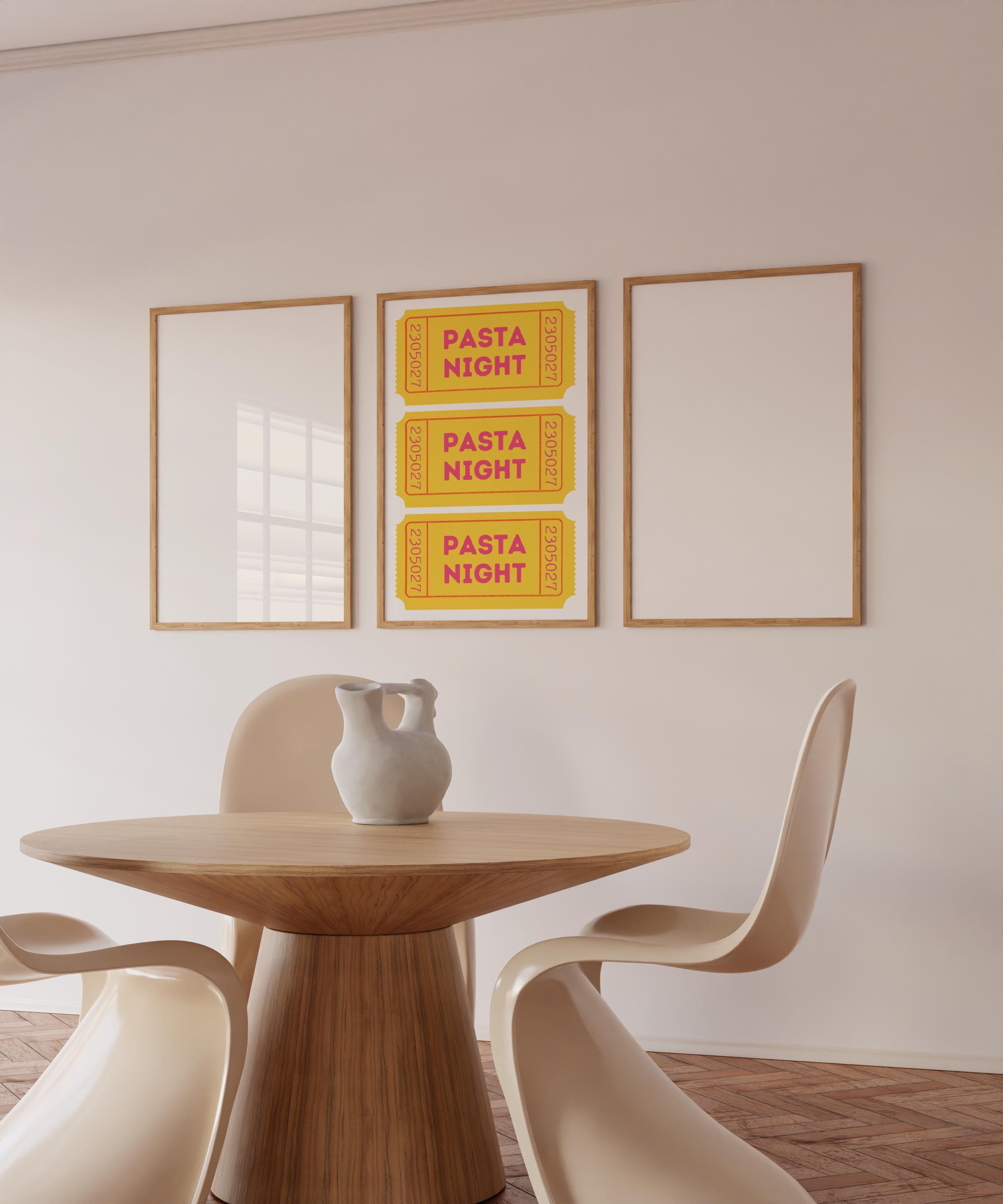 Pasta Night Ticket Wall Art, Pasta Lovers, La Dolce Vita, Pasta Wall ...