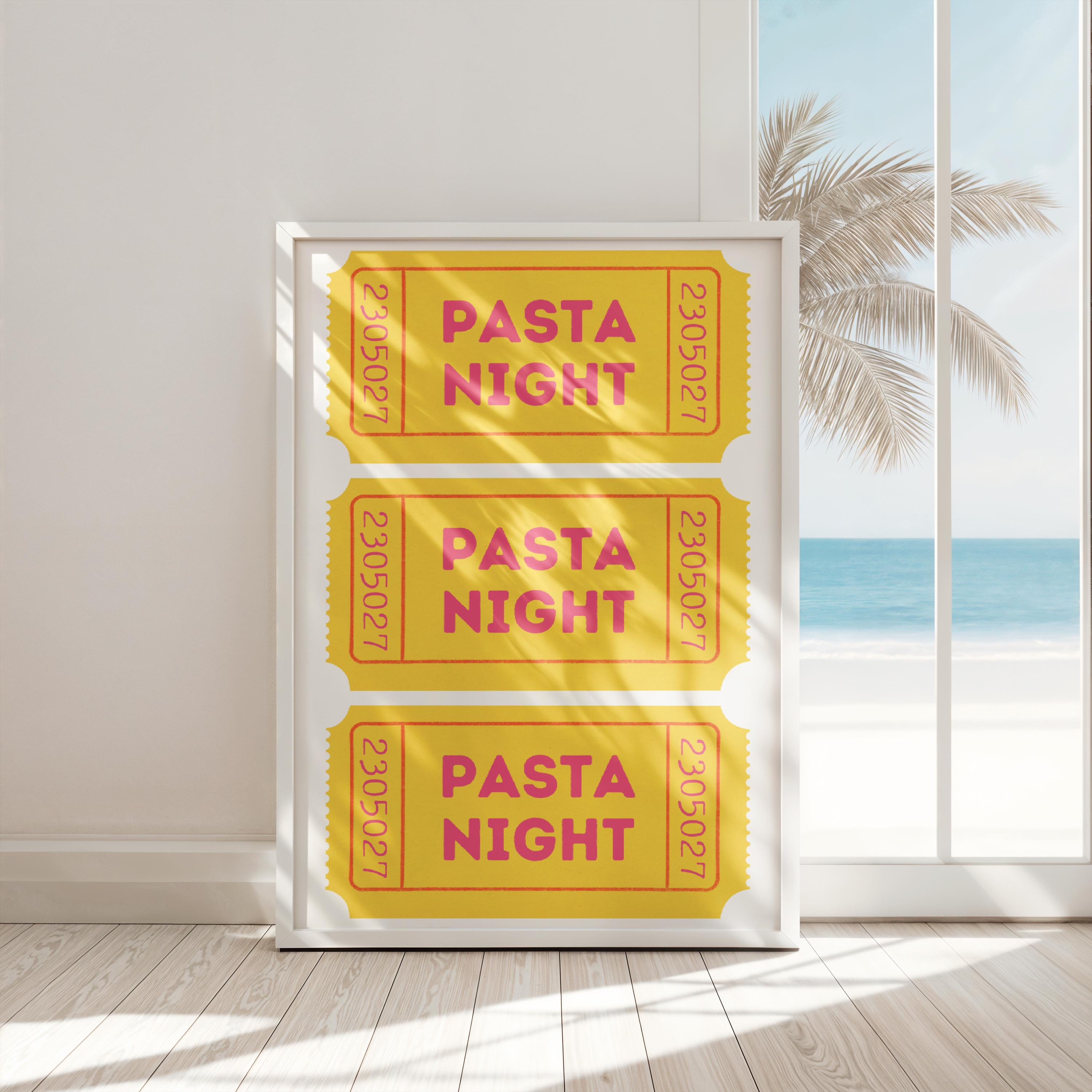 Pasta Night Ticket Wall Art, Pasta Lovers, La Dolce Vita, Pasta Wall ...