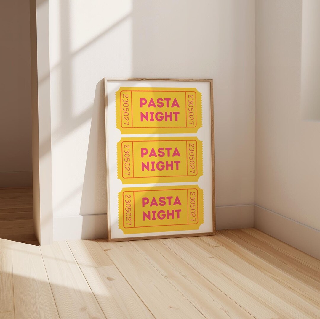 Pasta Night Ticket Wall Art, Pasta Lovers, La Dolce Vita, Pasta Wall ...