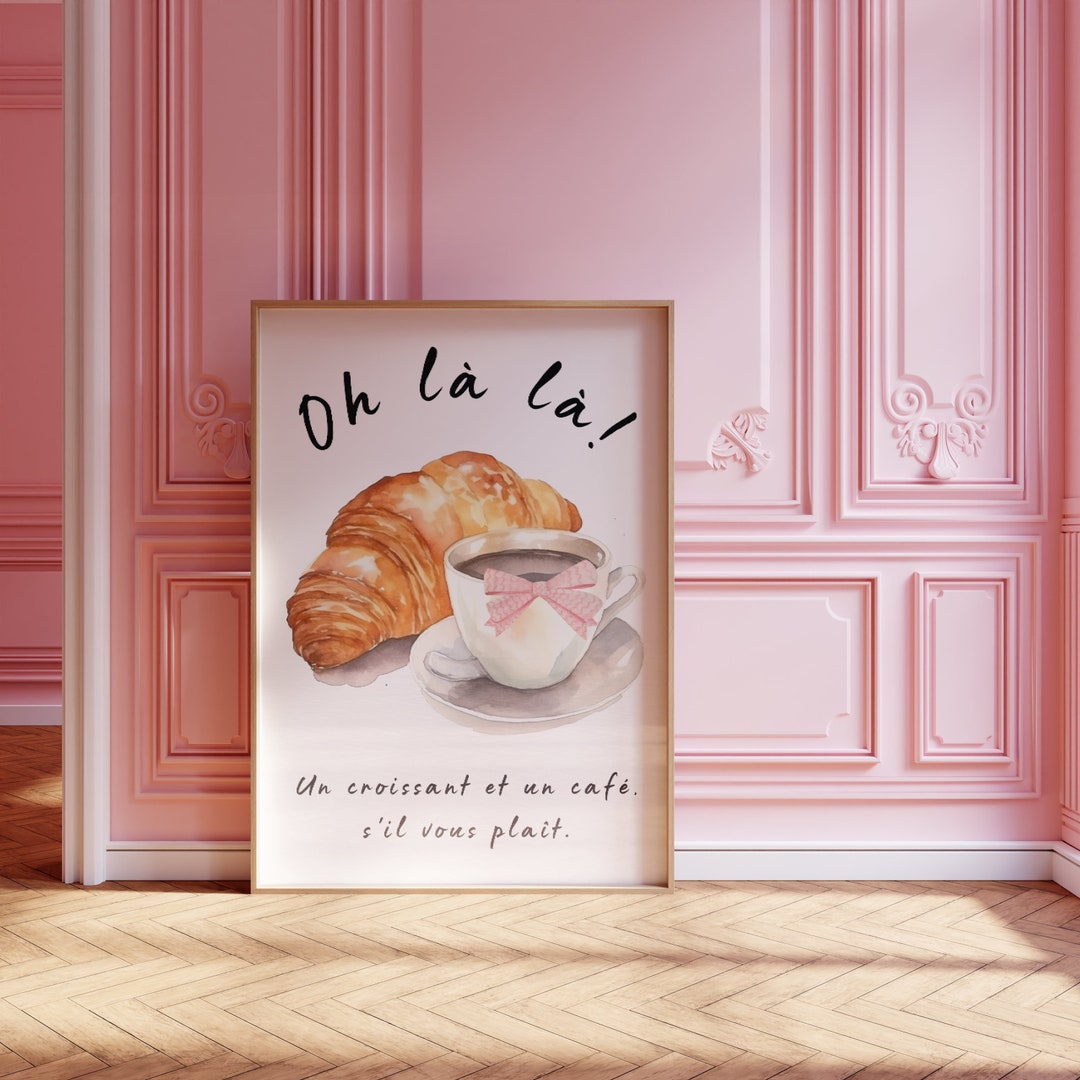 Croissant Art Print, Parisian Wall Art, French Food Poster, Brunch ...