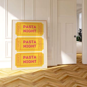 Pasta Night Ticket Wall Art, Pasta Lovers, La Dolce Vita, Pasta Wall ...