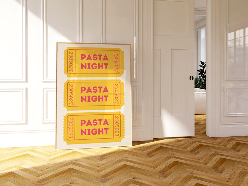 Pasta Night Ticket Wall Art, Pasta Lovers, La Dolce Vita, Pasta Wall ...
