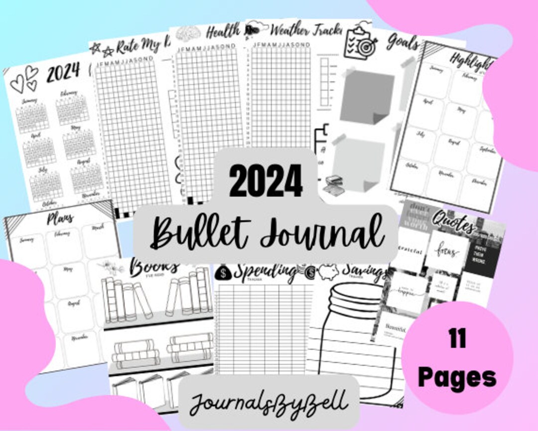 2024 Bullet Journal Rate My Day, Health Log, Weather Tracker, Etc ...