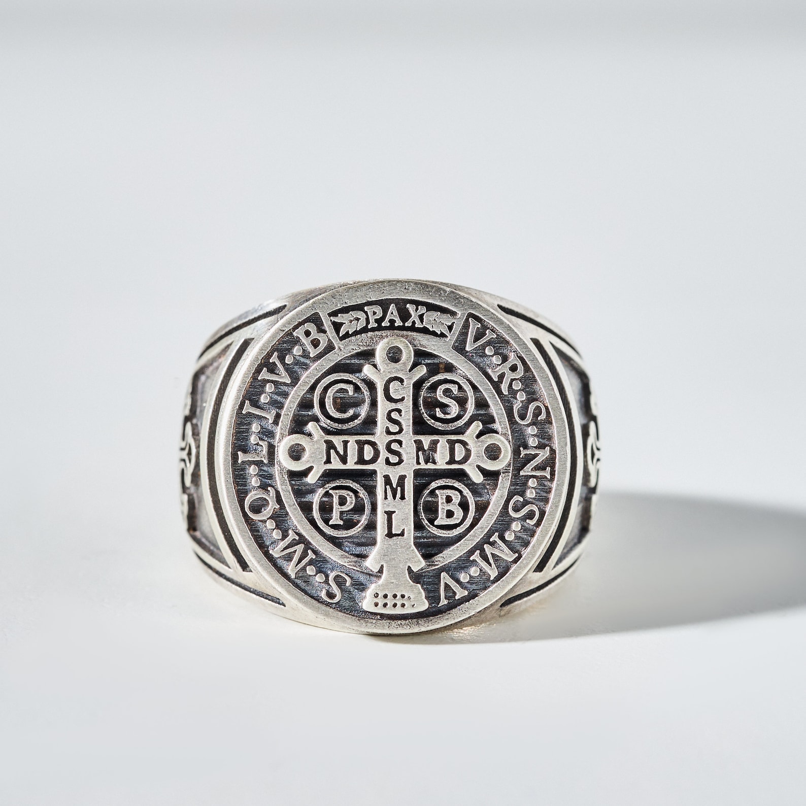 Saint Benedict Sterling Silver Ring: Antique Style Signet - Etsy