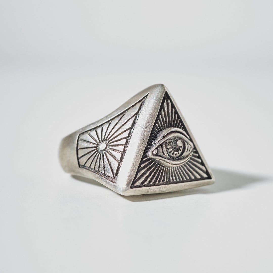 Eye of Providence Ring, Silver Ring, Victorian Style Mason Ring ...