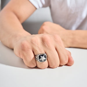 Sirius Star 925 Sterling Silver Ring, Enamel Ring, Gift for Boyfriend ...