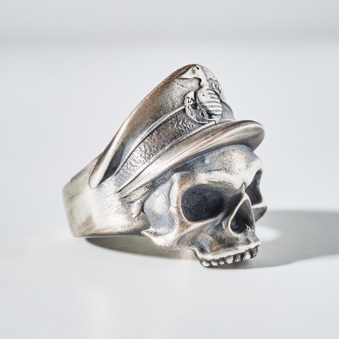 Skull Captain Ring, Navy Signet Ring, Personalized Gift, Sailor Ring ...