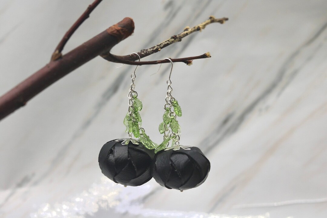 Unique Cute Handmade Black Leatherette Earrings Perfect Valentine's ...