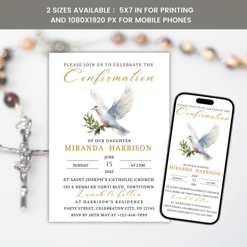 Confirmation Invitation , Editable Template , Sacred Sacrament ...
