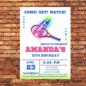 Tennis Birthday Invitation: Printable Tennis Party Invite (editable in ...
