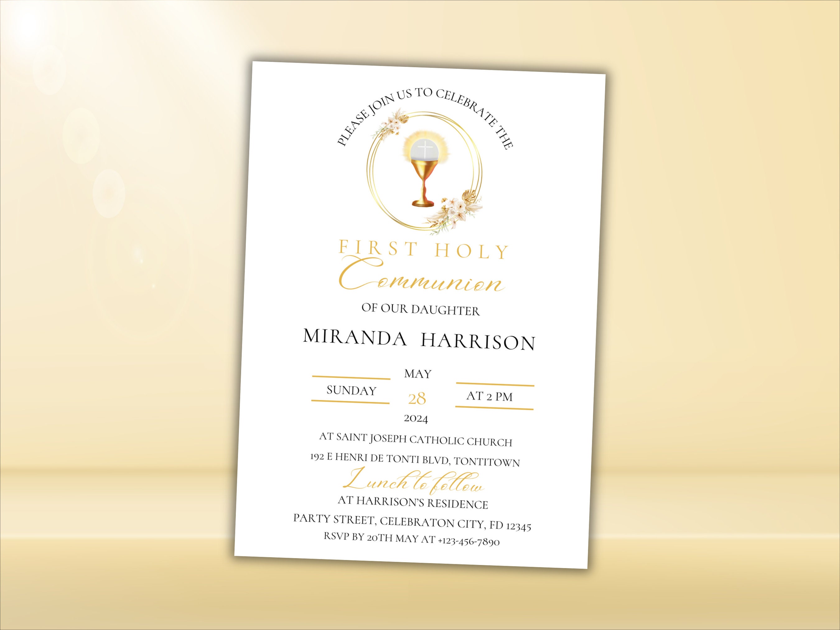 Catholic First Holy Communion Invitation, Printable Templates ...