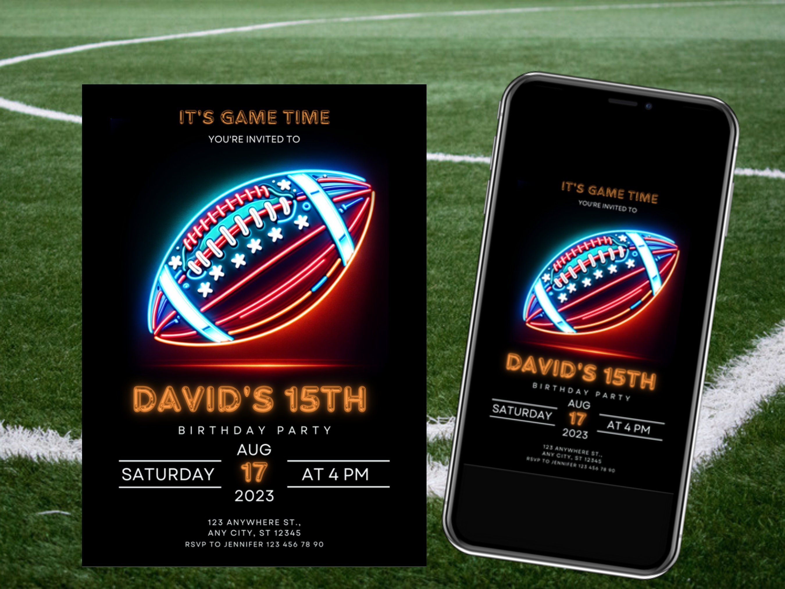 EDITABLE Football Birthday Invitation Sport Party Birthday Invite ...